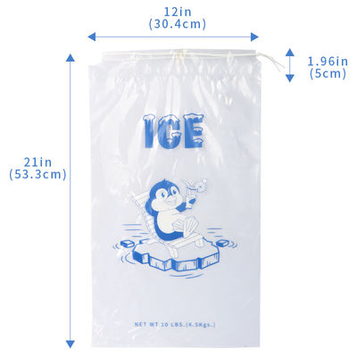 Reusable Eco Friendly LDPE Ziplock Ice Bags with Drawstring Closure