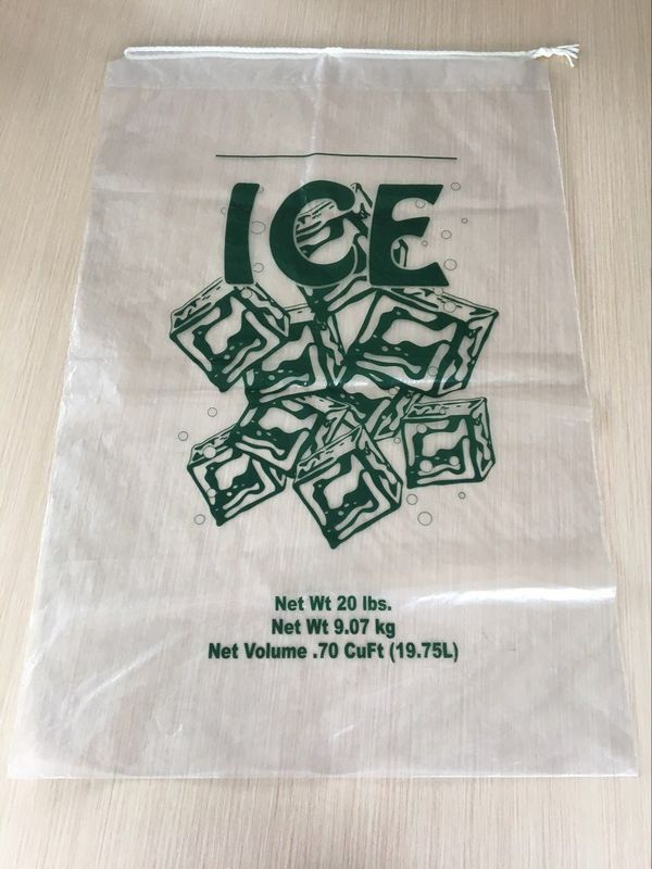 8LB LDPE Ice Bags with drawstring - 10"x22" - 500 Bags - 1.35 mil - Clear