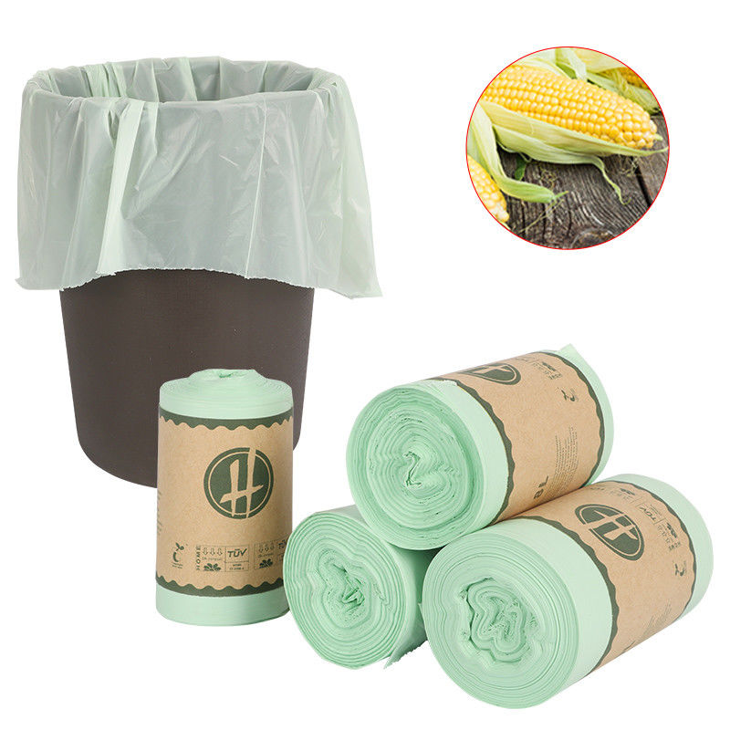 Compostable PLA Cornstarch PBAT Recyclable Garbage Bags Green Color