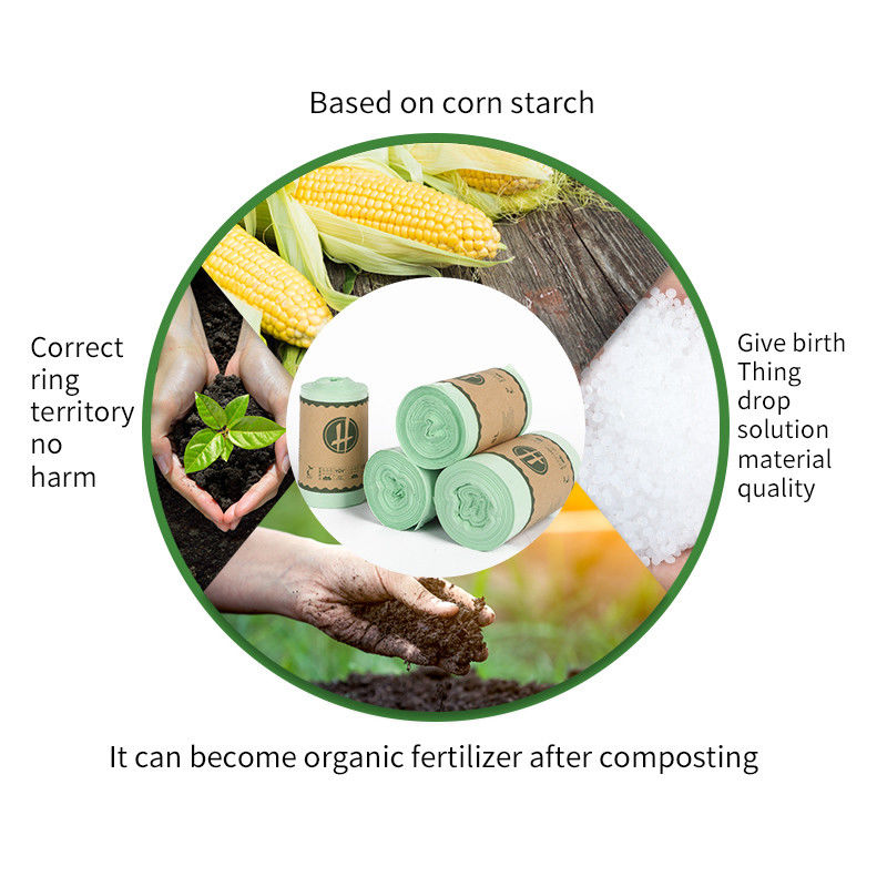 Compostable PLA Cornstarch PBAT Recyclable Garbage Bags Green Color