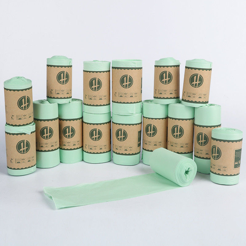 Compostable PLA Cornstarch PBAT Recyclable Garbage Bags Green Color