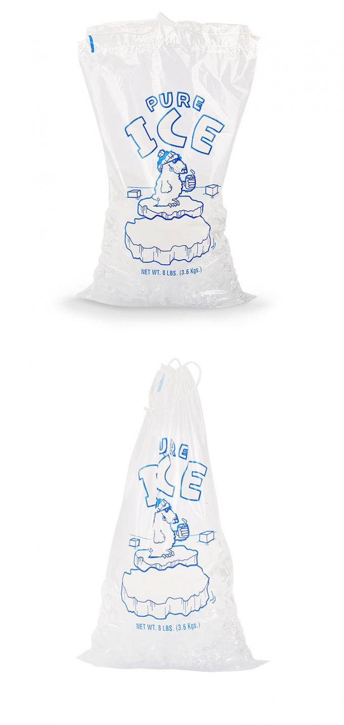 Durable Heavy Duty Plastic 8 lb ice bags with drawstring 11x19 Inch
