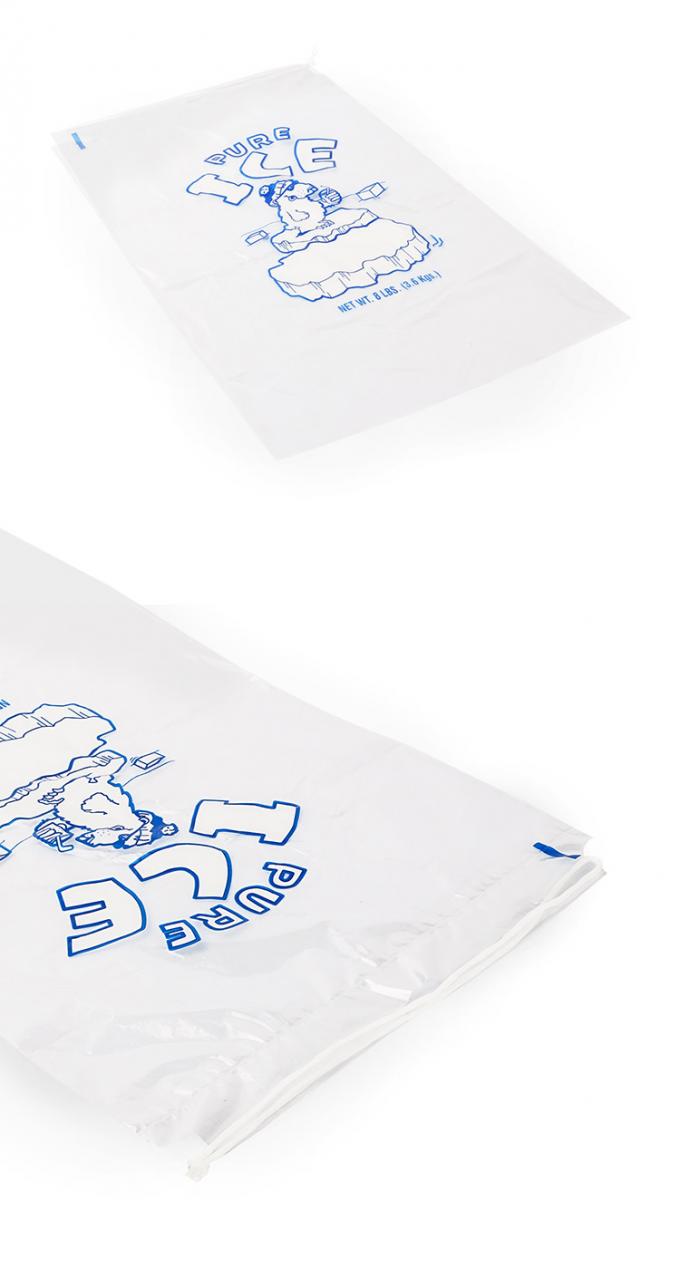 Durable Heavy Duty Plastic 8 lb ice bags with drawstring 11x19 Inch