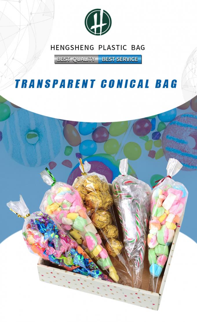 Transparent Cone Bags Cello Bags Sweet Clear Treat Bags with 100 Pieces ...