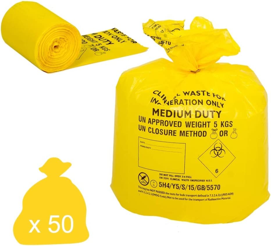 Disposal Plastic Yellow Clinical Infectious Waste Bag In Roll