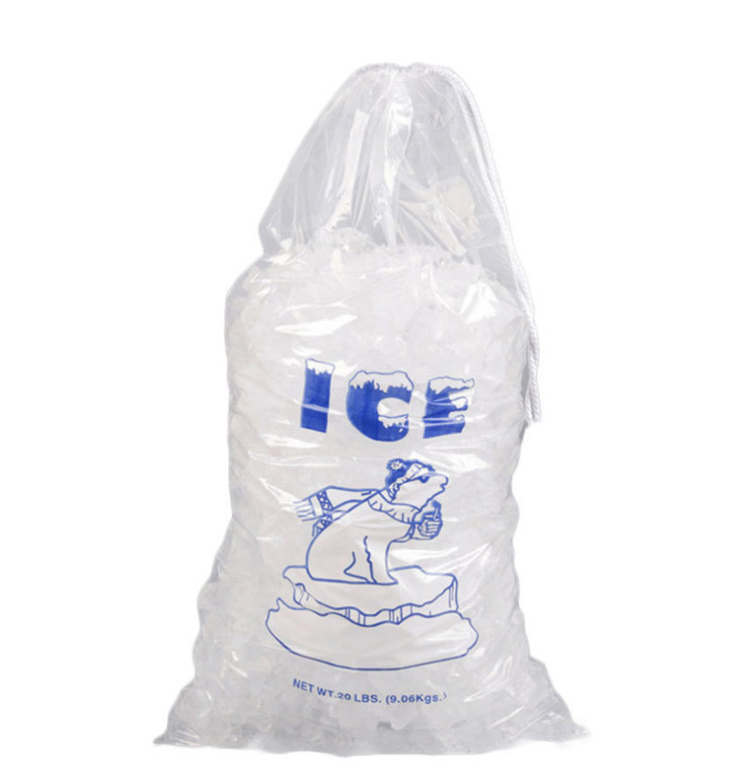 10LBS 20LBS LDPE Clear Plastic Ice Bags With Customer Own Logo