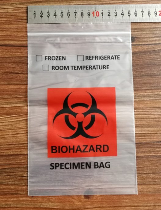 Plastic PE LDPE Ziplock Biohazard Specimen Bags Custom 3 4 Layers